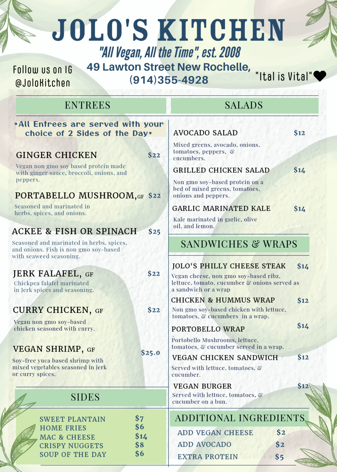 Menu – Jolo’s Restaurants